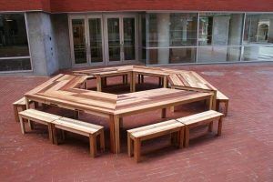 DIY Pallet Hexagonal Table with Benches