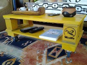 Recycled Pallet Yellow Coffee Table