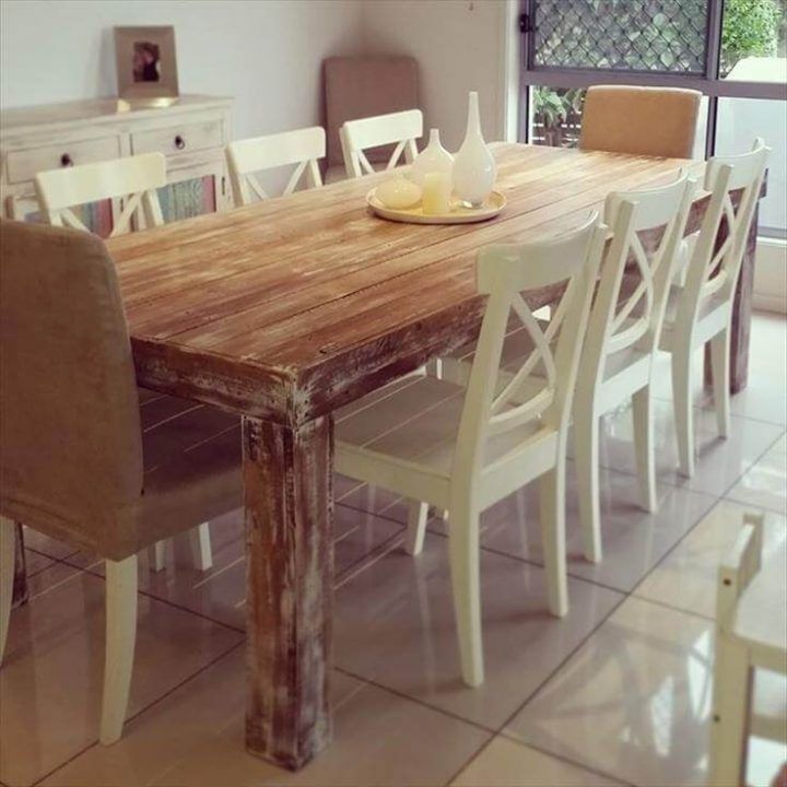 DIY Custom-Built Pallet Dining Table Ideas