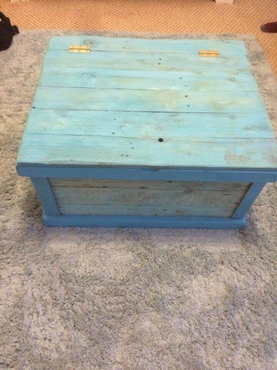 DIY Distressed Aqua Blue Chest
