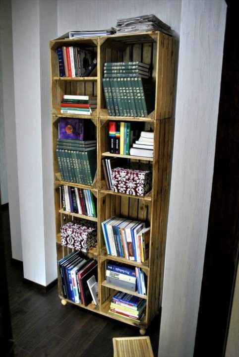 Crate Style Pallet Bookcase Design