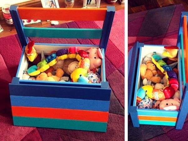 Colorful Pallet Toy Box and Chair