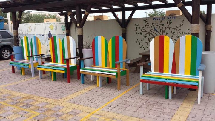 Pallet Adirondack Rainbow Benches