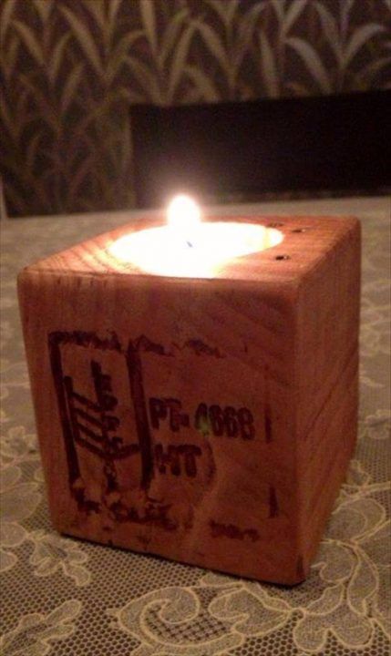 Pallet Cube into Candle Holder