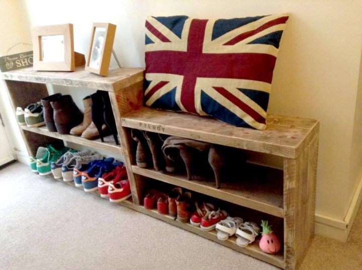 Repurposed Pallet Shoe Rack