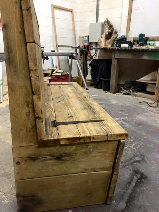 Pallet Bench with Storage in Seat