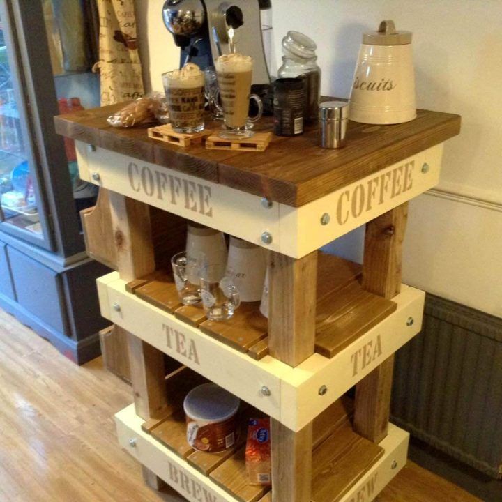 Pallet and Reclaimed Wood Tea & Coffee Station