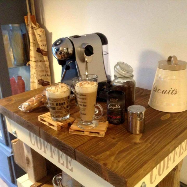 Pallet and Reclaimed Wood Tea & Coffee Station