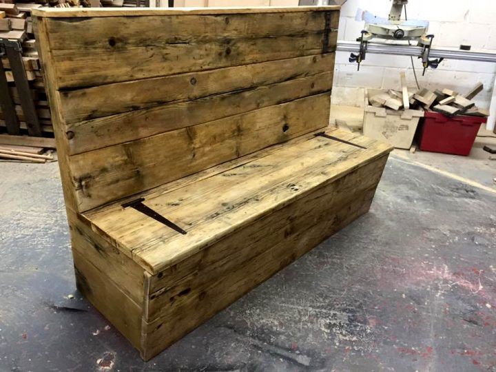 Pallet Bench with Storage in Seat